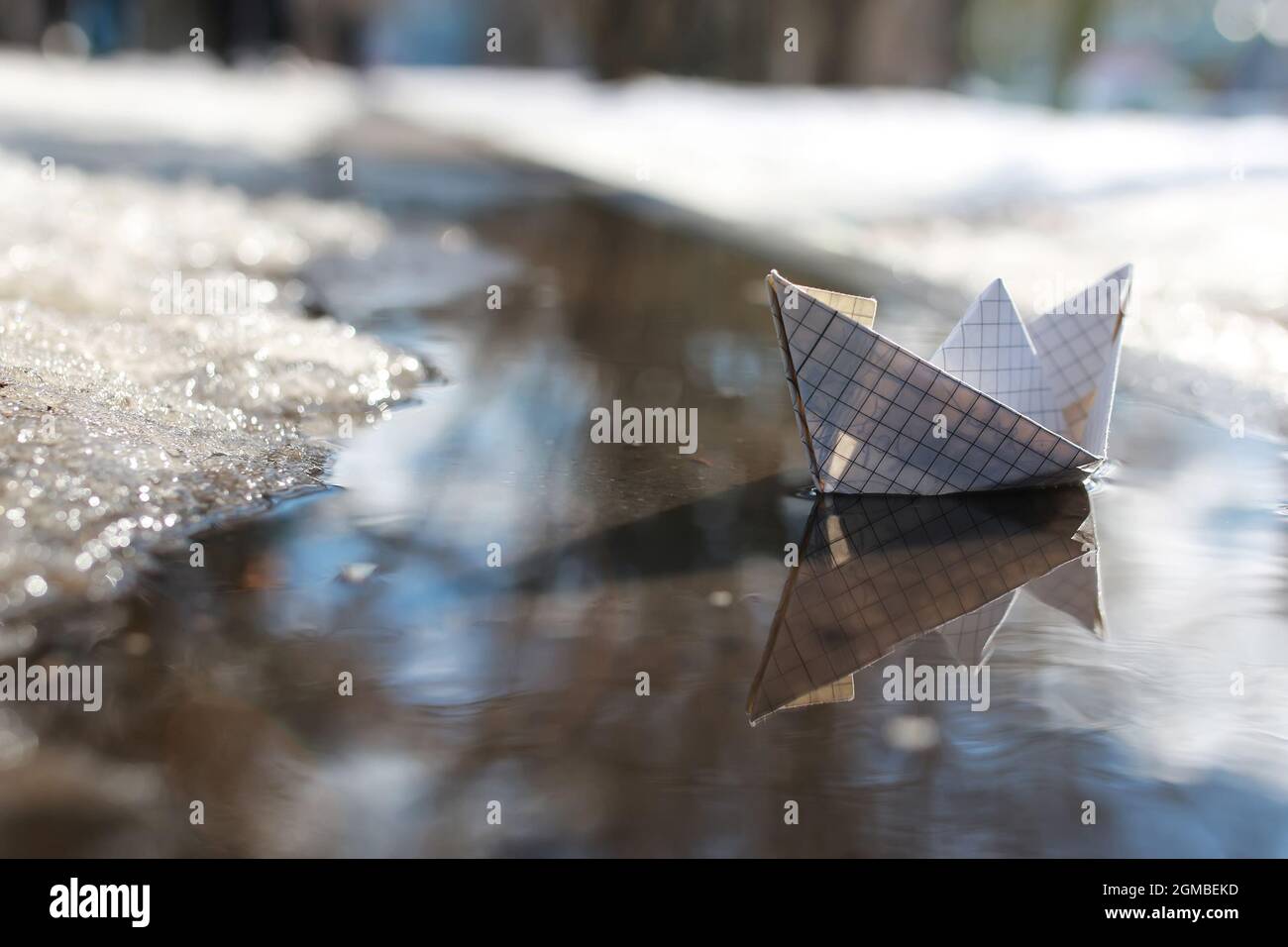 paper boat in a pool Stock Photo - Alamy