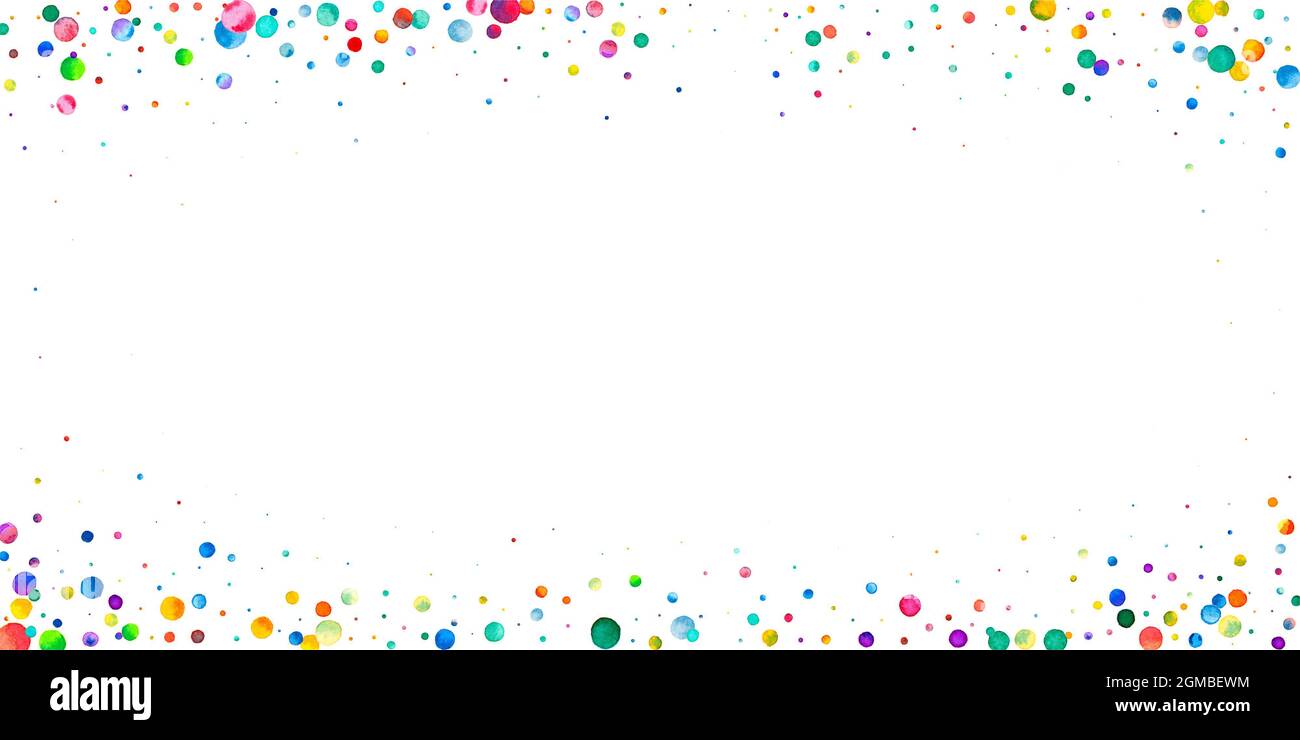 Watercolor confetti on white background. Alluring rainbow colored dots ...