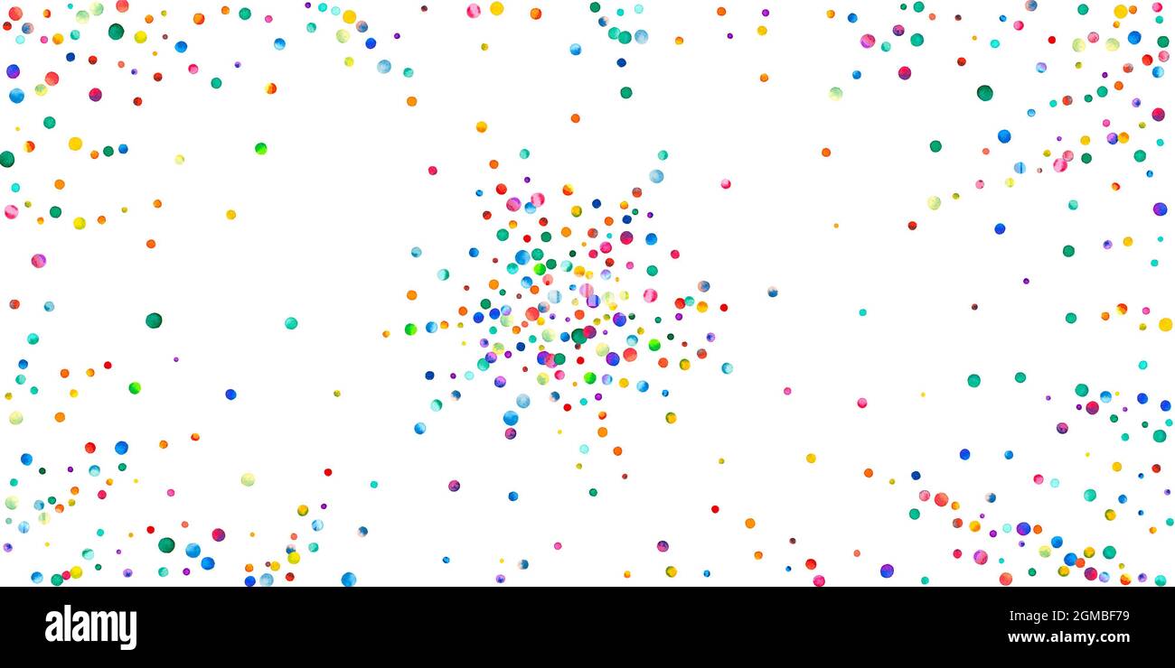 Watercolor confetti on white background. Adorable rainbow colored dots ...