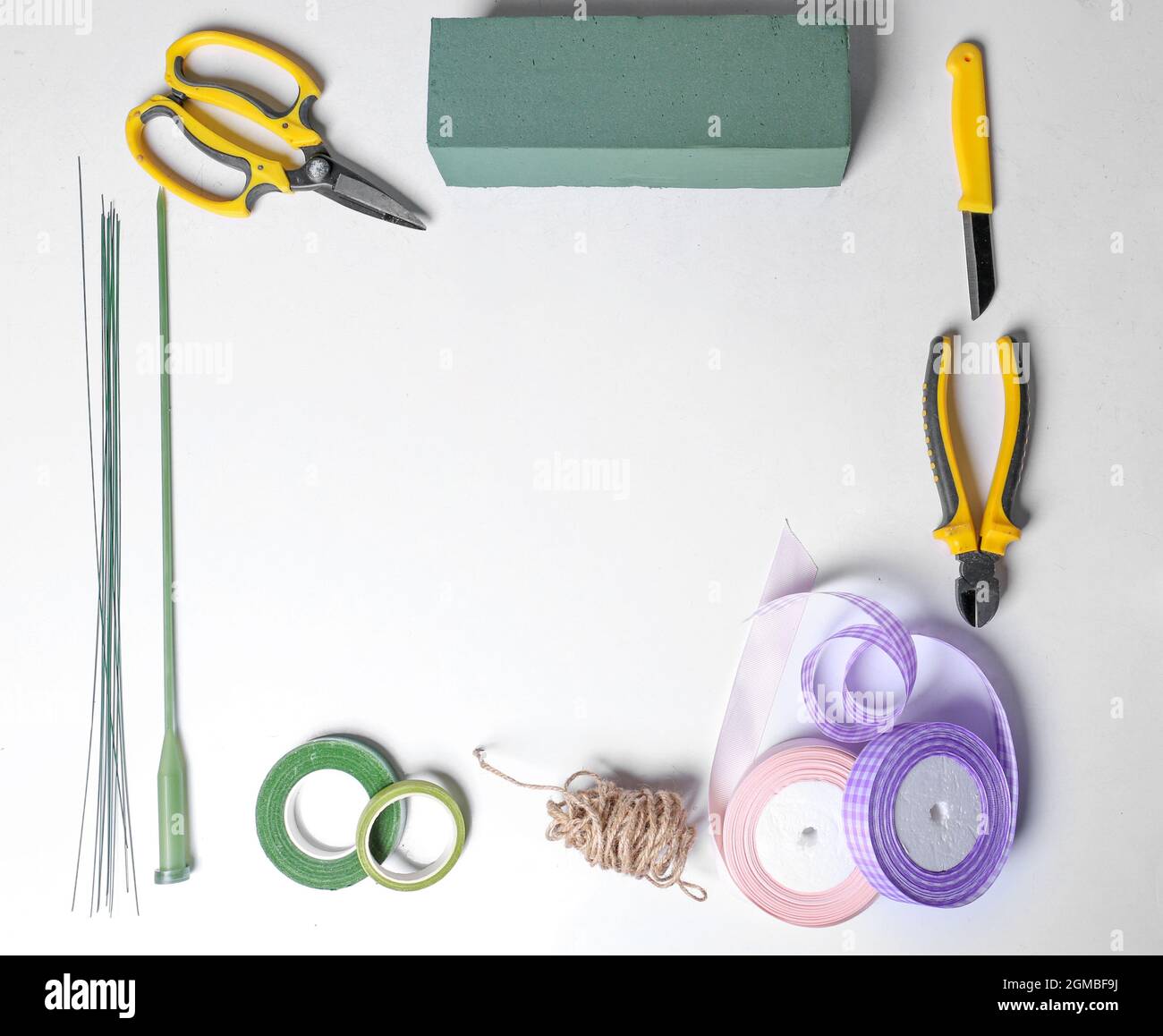 Florist equipment on white background Stock Photo - Alamy