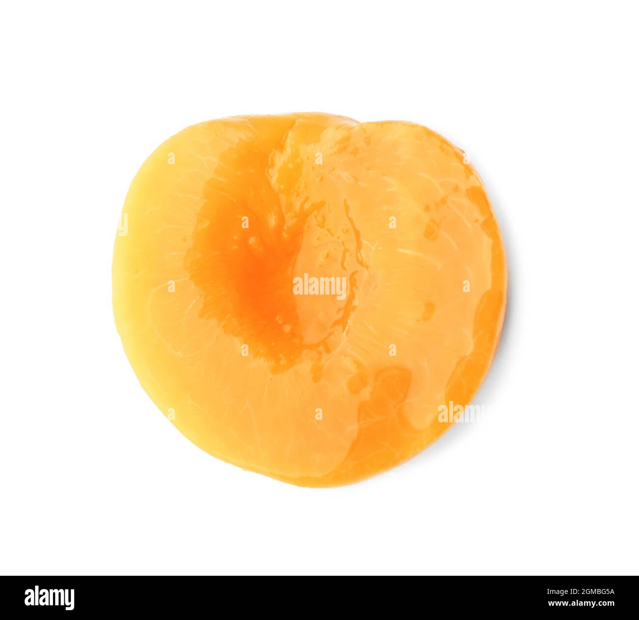 Half of pickled apricot on white background Stock Photo - Alamy