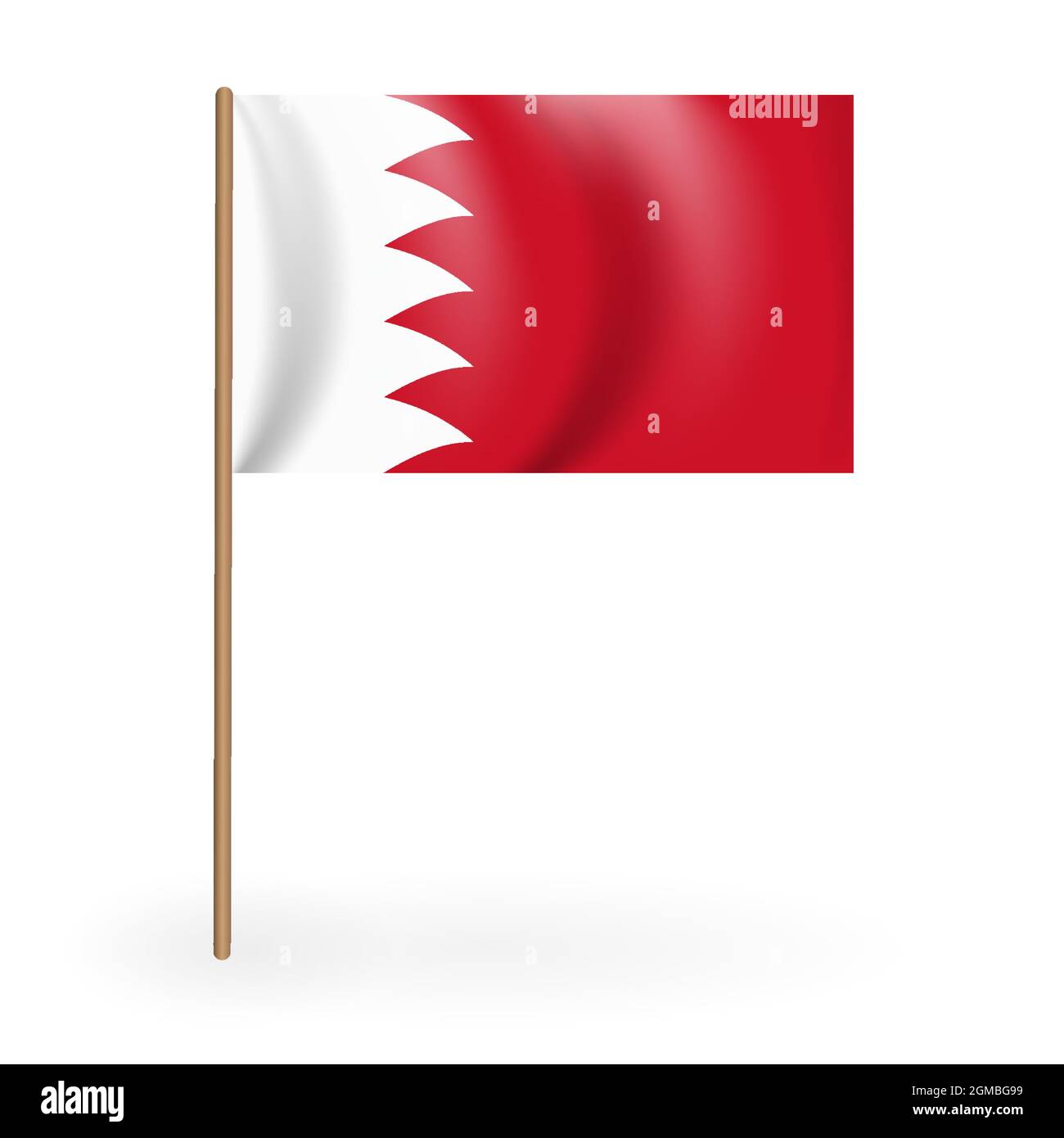 National Red and white flag of the Kingdom of Bahrain. Waving banner on ...