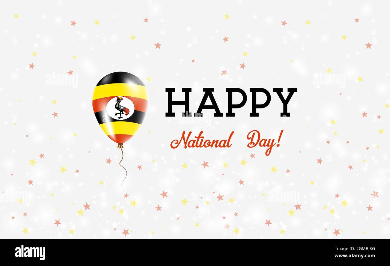 Uganda National Day patriotic poster. Flying Rubber Balloon in Colors ...