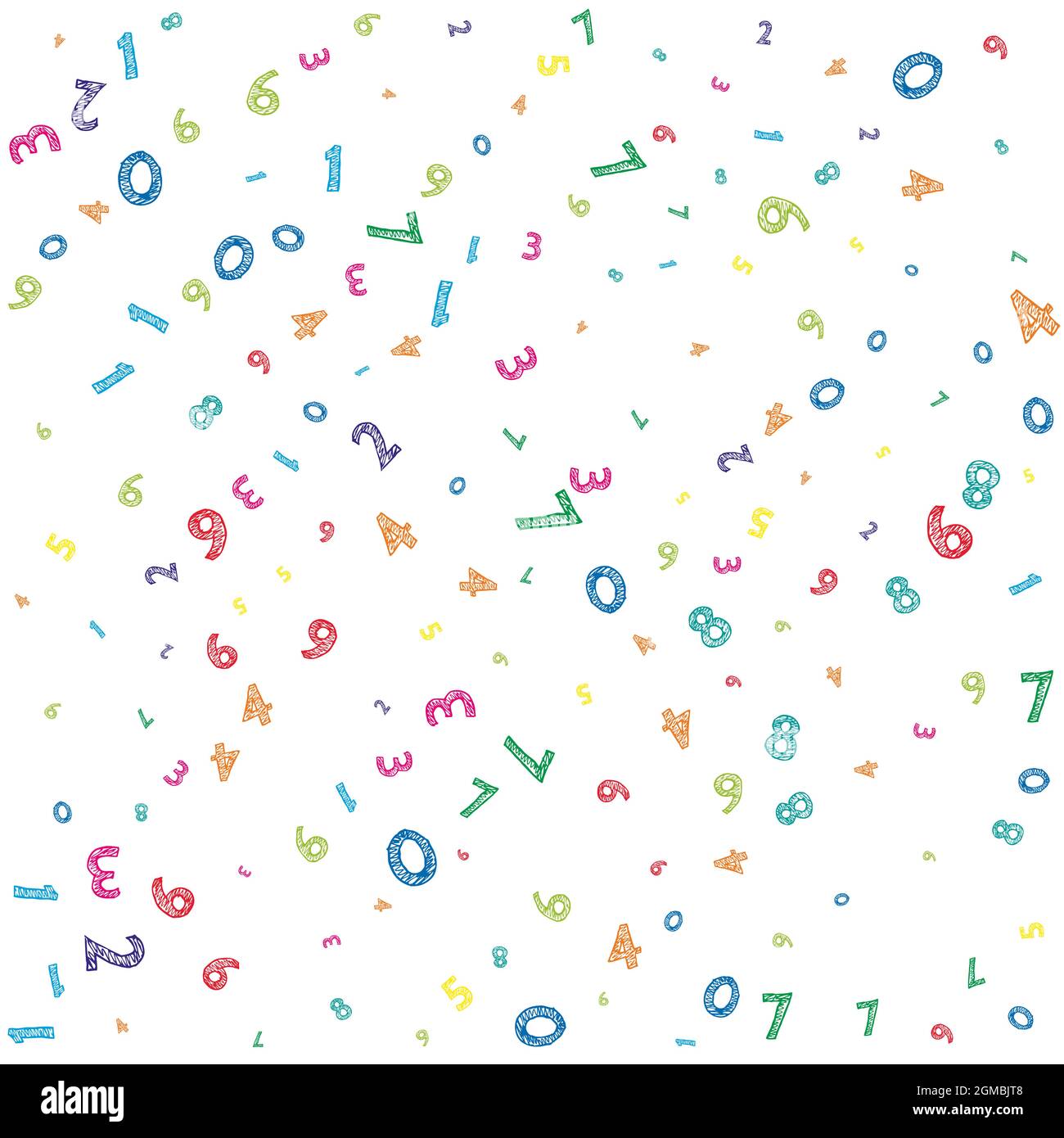 Falling colorful messy numbers. Math study concept with flying digits ...