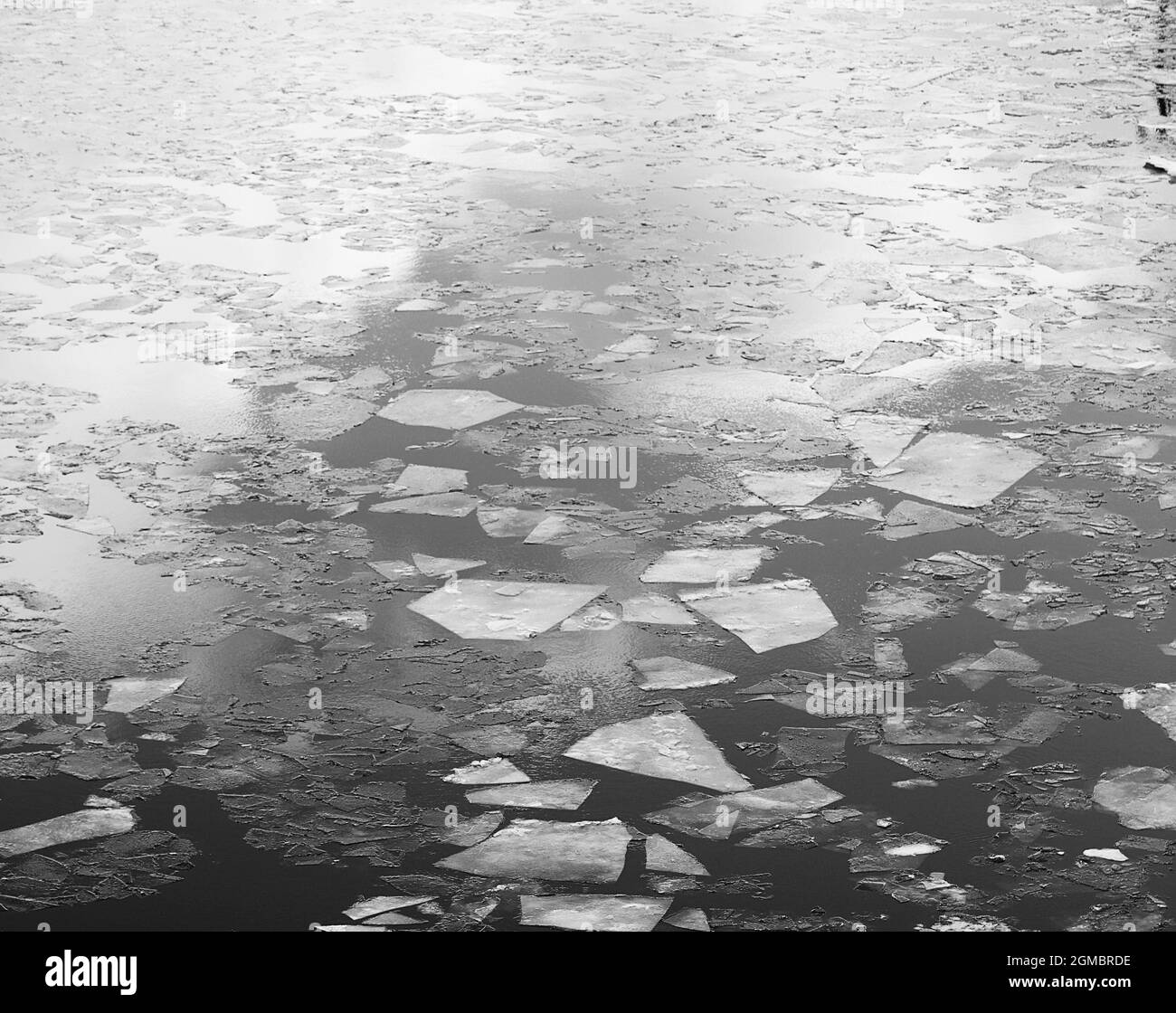 Drifting on the river. Fragments of ice float on the river Stock Photo ...