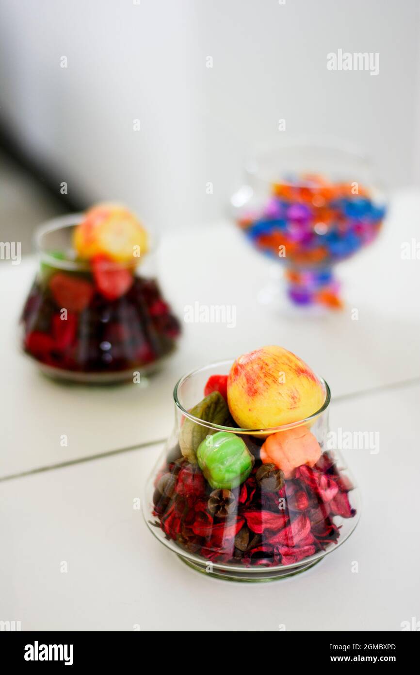 Decoration with glass objects inside the residential apartment ...