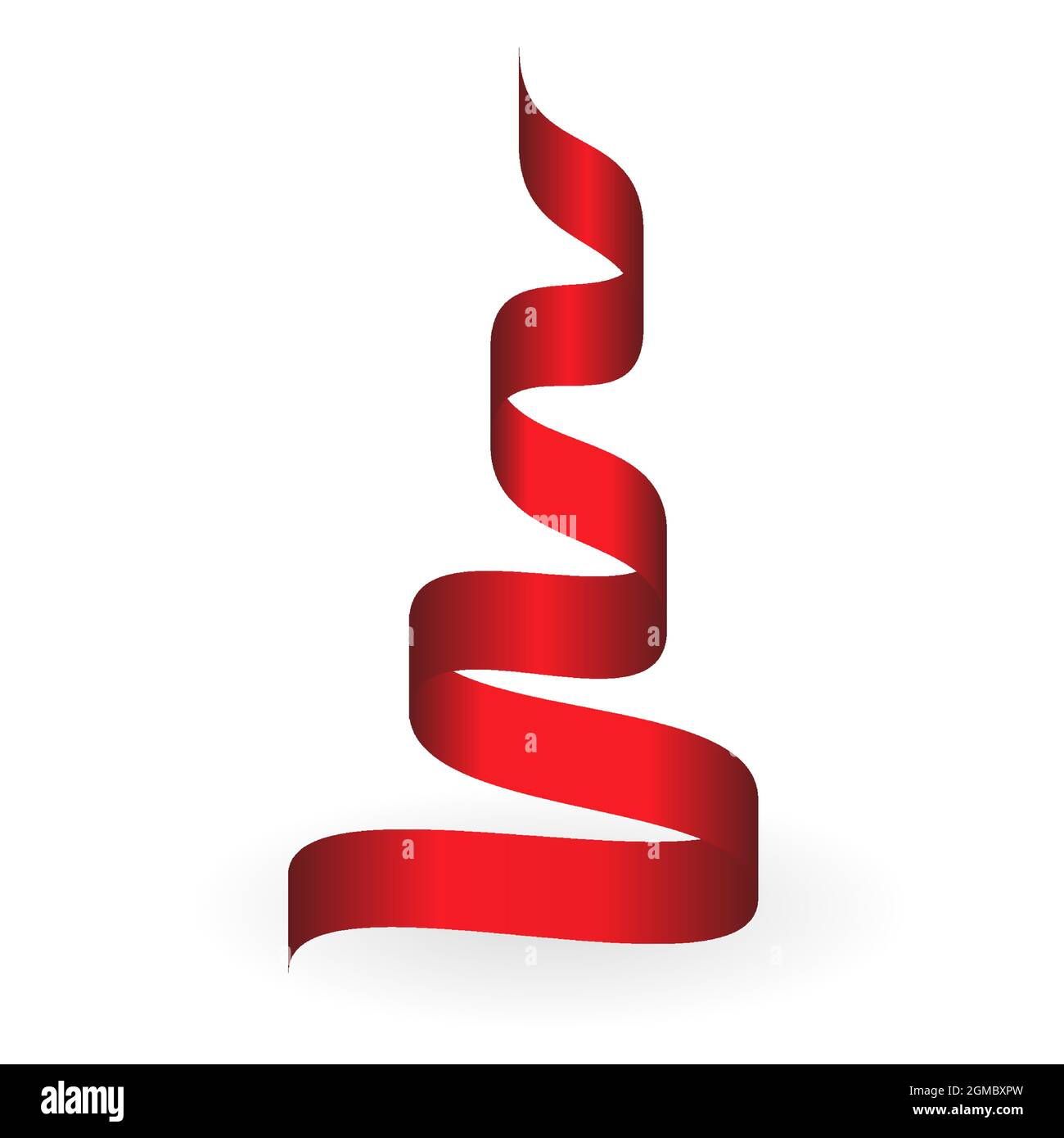 Red colorful curved ribbon on white background. Vector Illustration ...