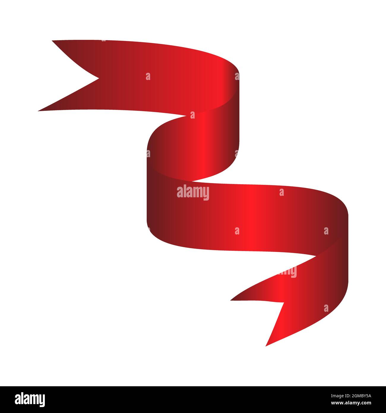 Red colorful curved ribbon on white background. Vector Illustration ...