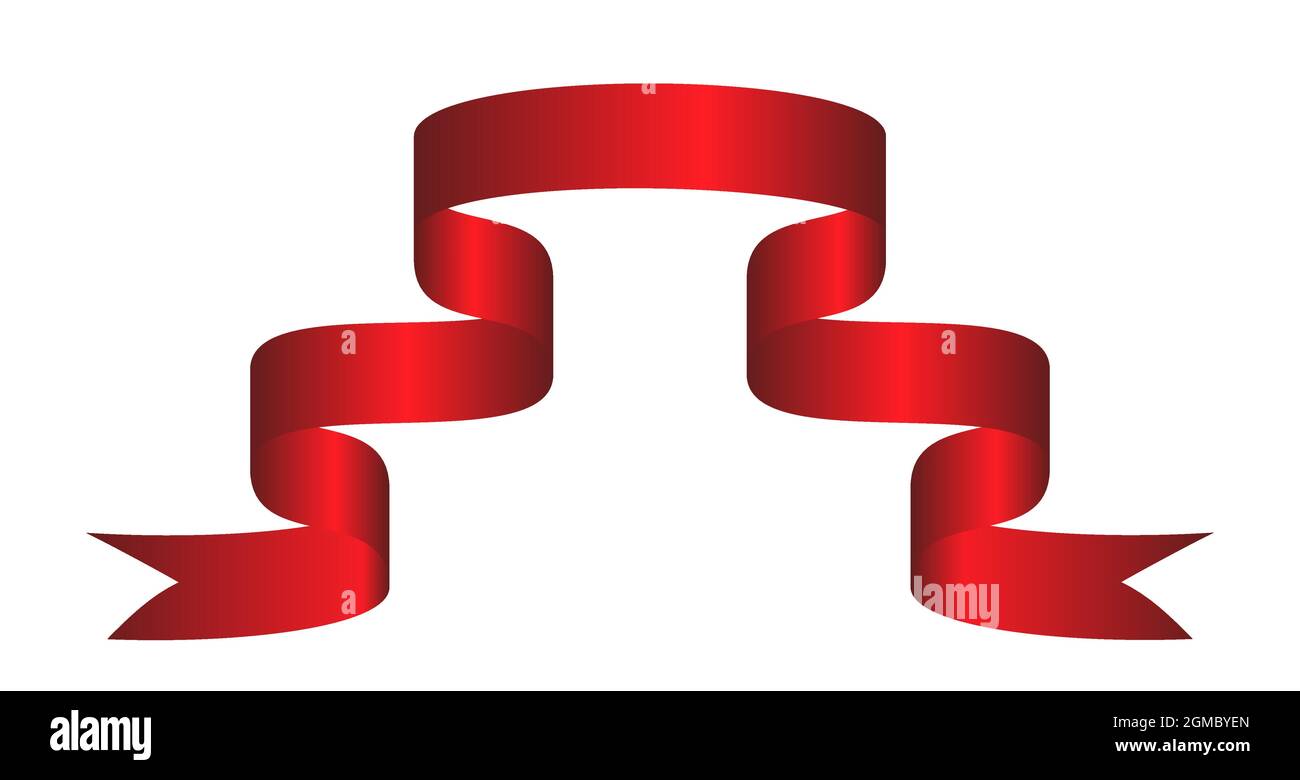 Red colorful curved ribbon on white background. Vector Illustration ...