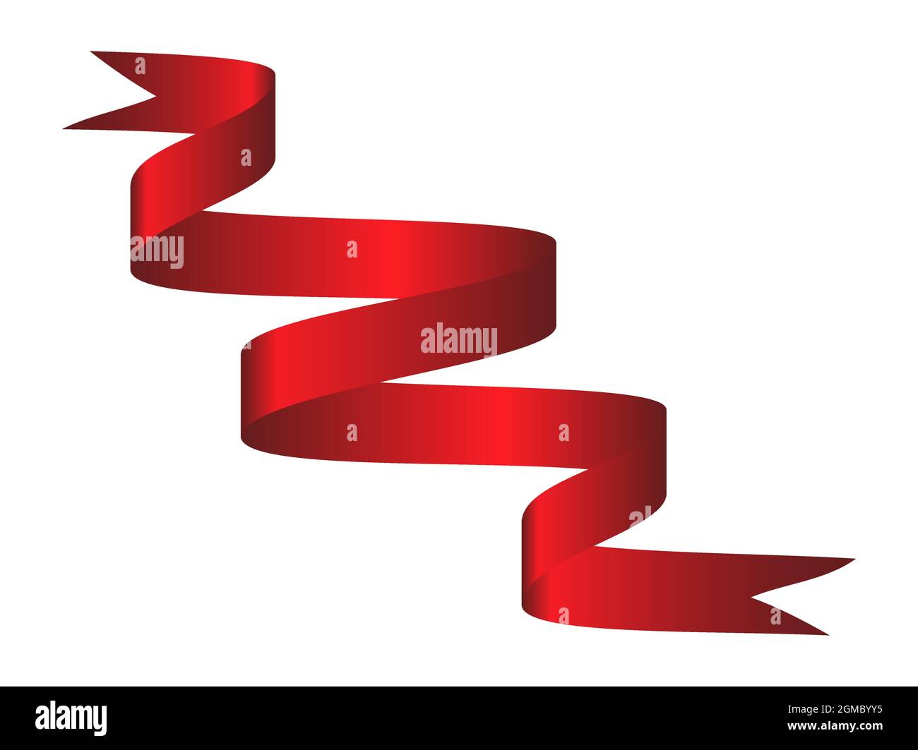 Red colorful curved ribbon on white background. Vector Illustration ...