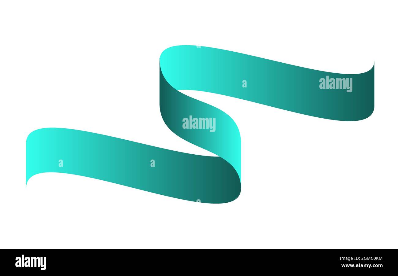 Green colorful curved ribbon on white background. Vector Illustration ...