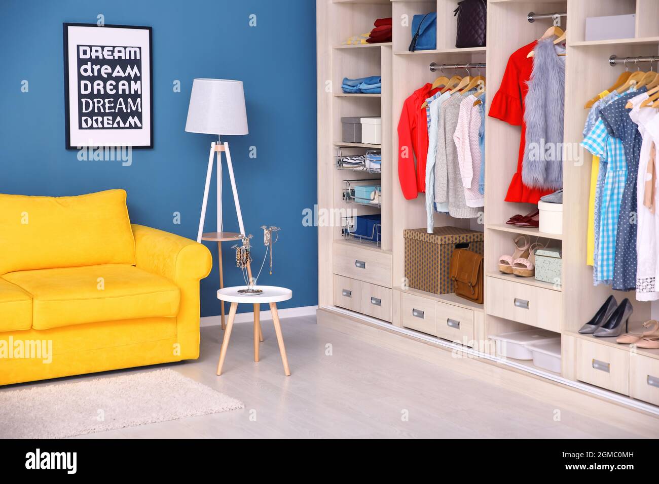Dressing room interior with big wardrobe Stock Photo - Alamy