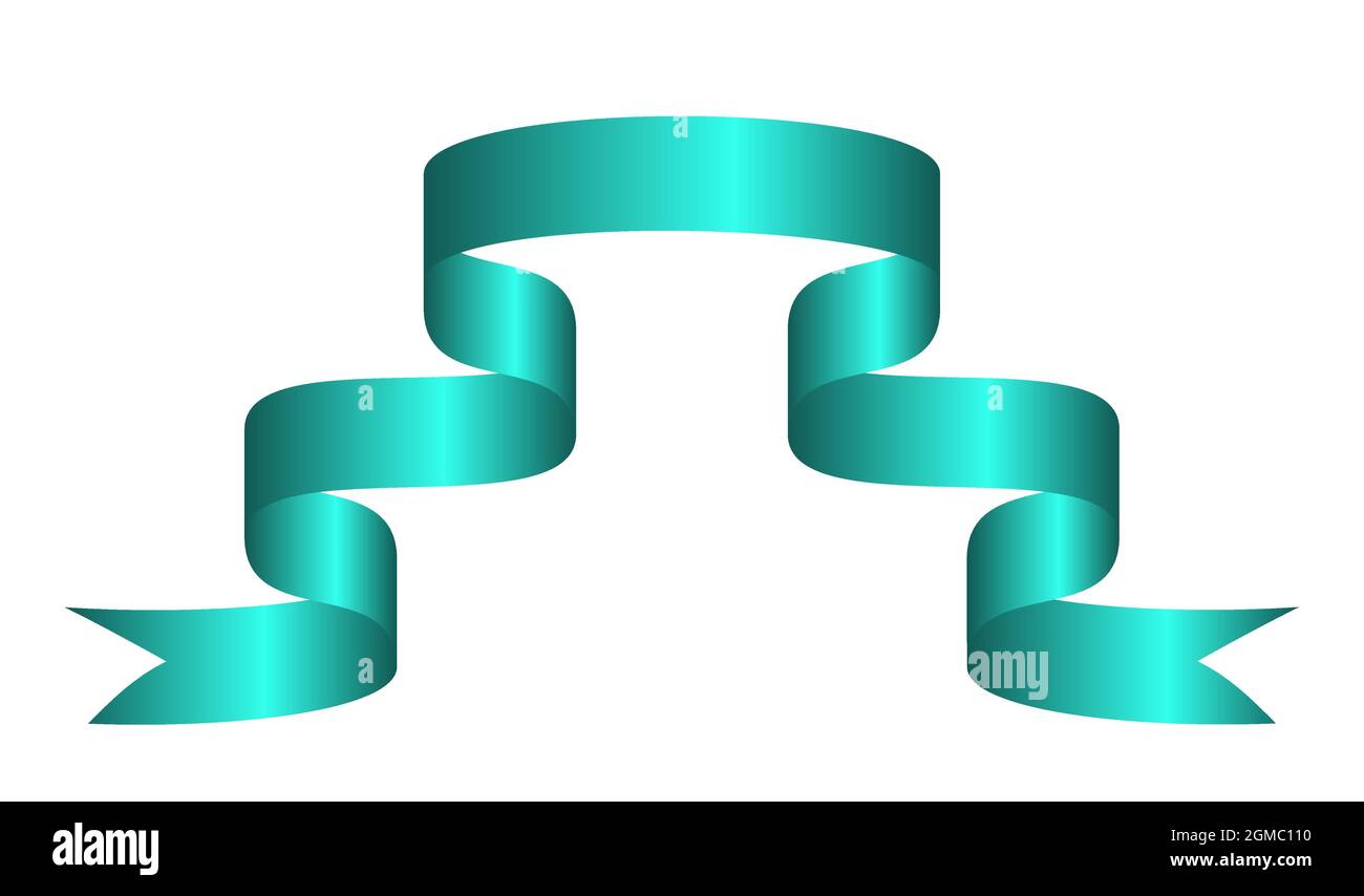 Green colorful curved ribbon on white background. Vector Illustration ...