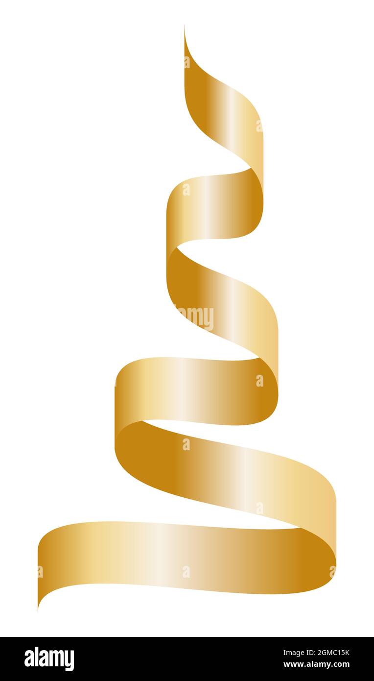 Gold colorful curved ribbon on white background. Vector Illustration ...