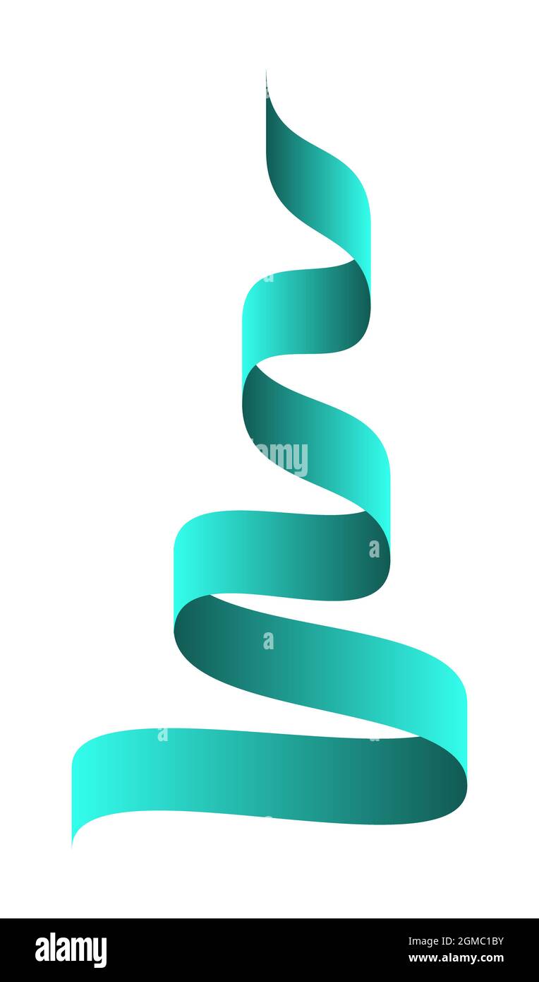 Green colorful curved ribbon on white background. Vector Illustration ...