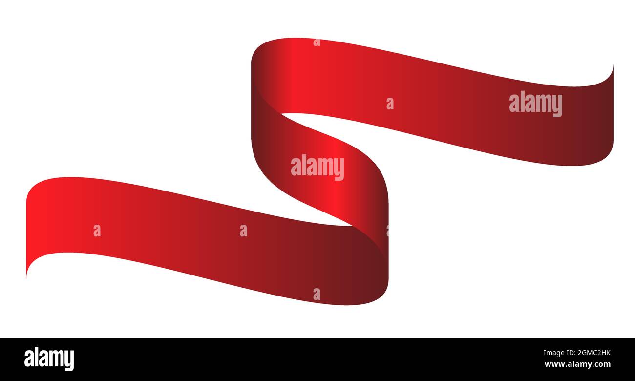 Red colorful curved ribbon on white background. Vector Illustration ...