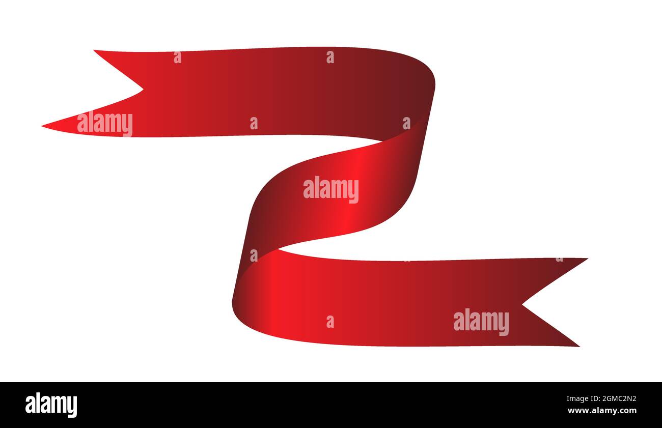 Red colorful curved ribbon on white background. Vector Illustration ...
