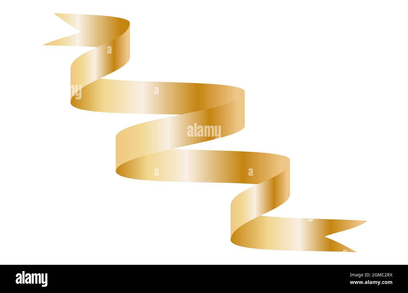 Gold colorful curved ribbon on white background. Vector Illustration ...