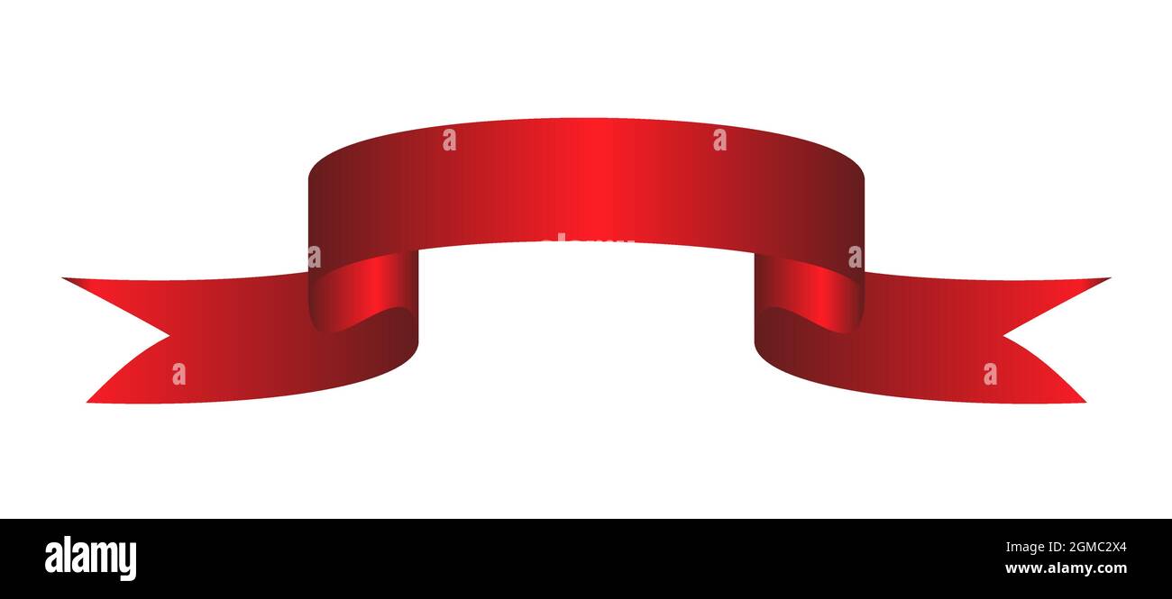 Red colorful curved ribbon on white background. Vector Illustration ...