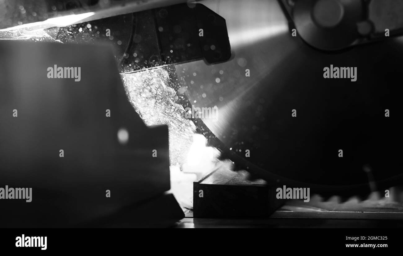 workshop with tools and electric saws in the process of manufacturing ...