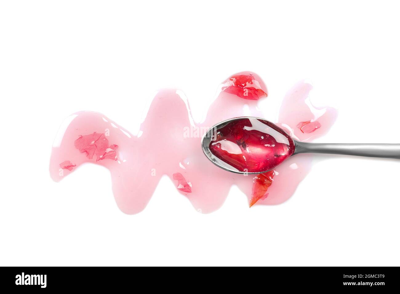 Spoon with sweet jam on white background Stock Photo - Alamy
