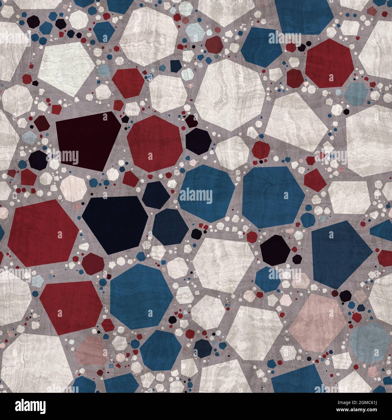 Seamless red white and blue pattern of packed polygons with overlay ...