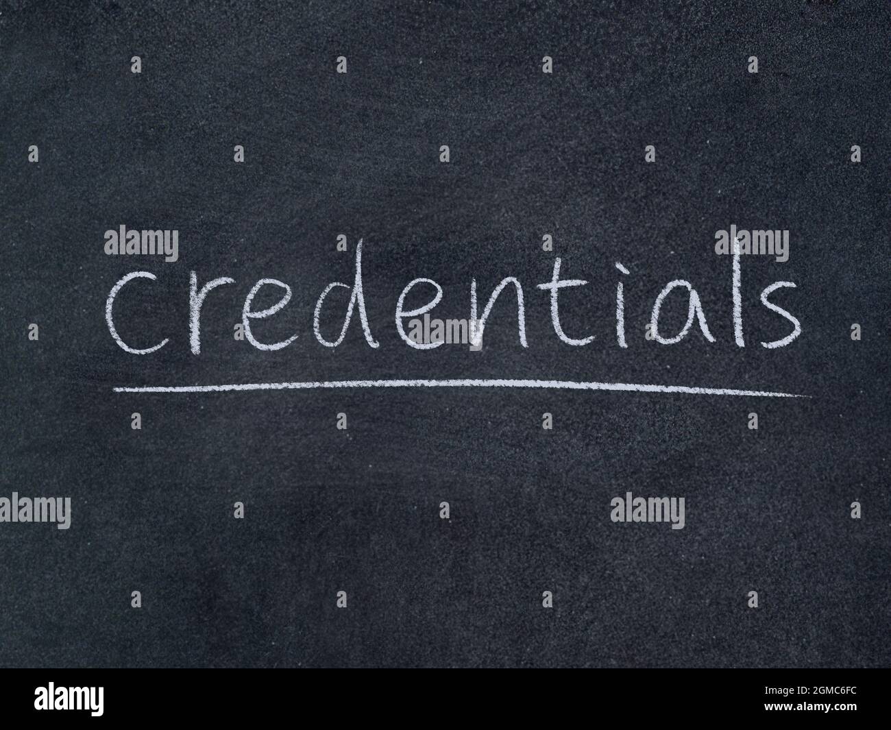 credentials concept word on blackboard background Stock Photo - Alamy