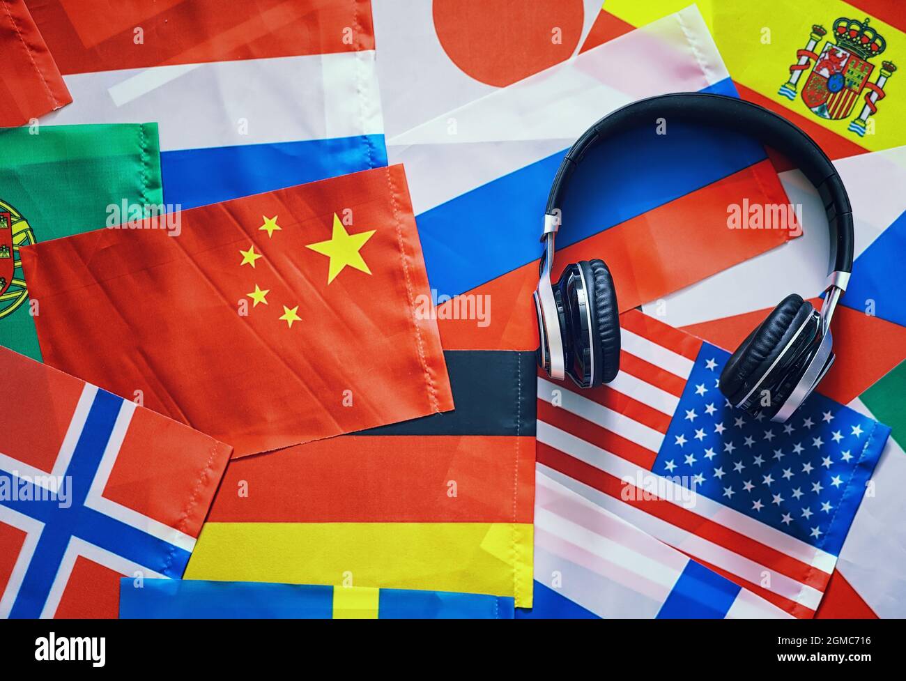 Learning foreign languages. Audio language courses. Background from ...