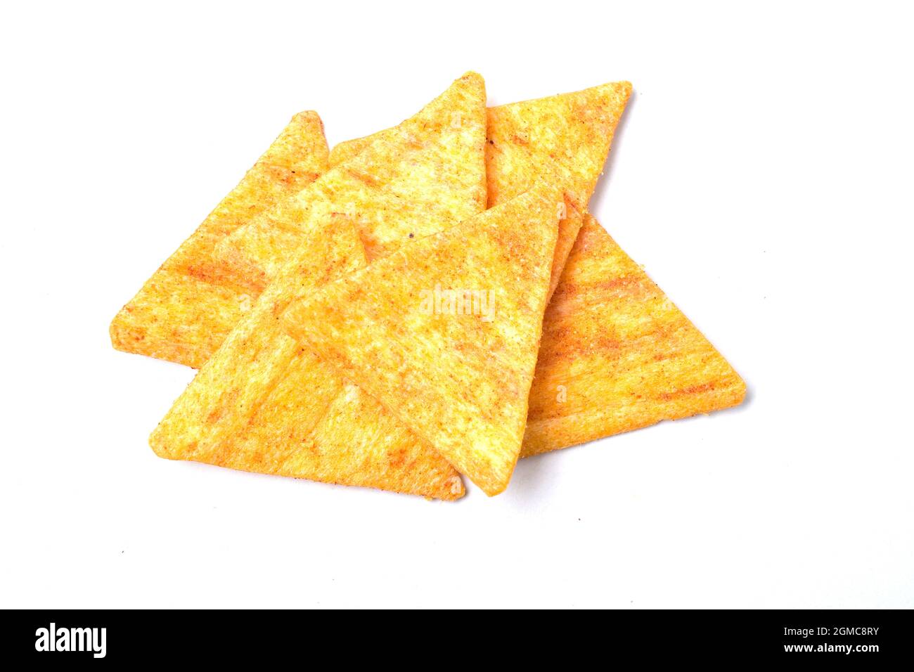 close up of triangle corn chips isolated on white background Stock ...