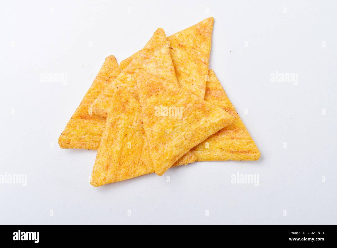 top view of triangle corn chips isolated on white background Stock ...