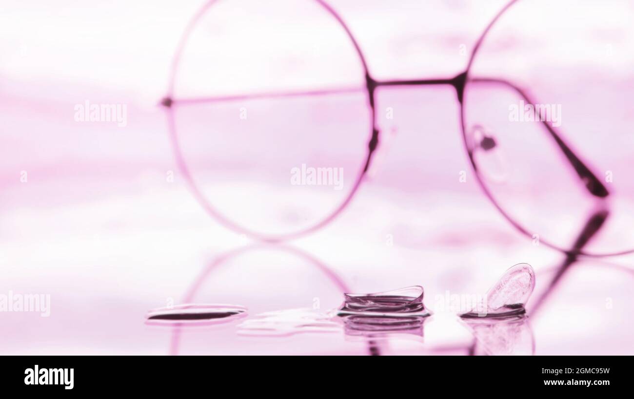 Tools for vision correction. Glasses and lenses with diopters on ...