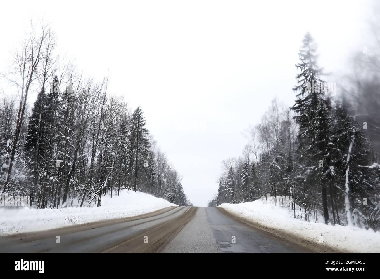 Winter landscape of country fields and roads in the snow Stock Photo ...