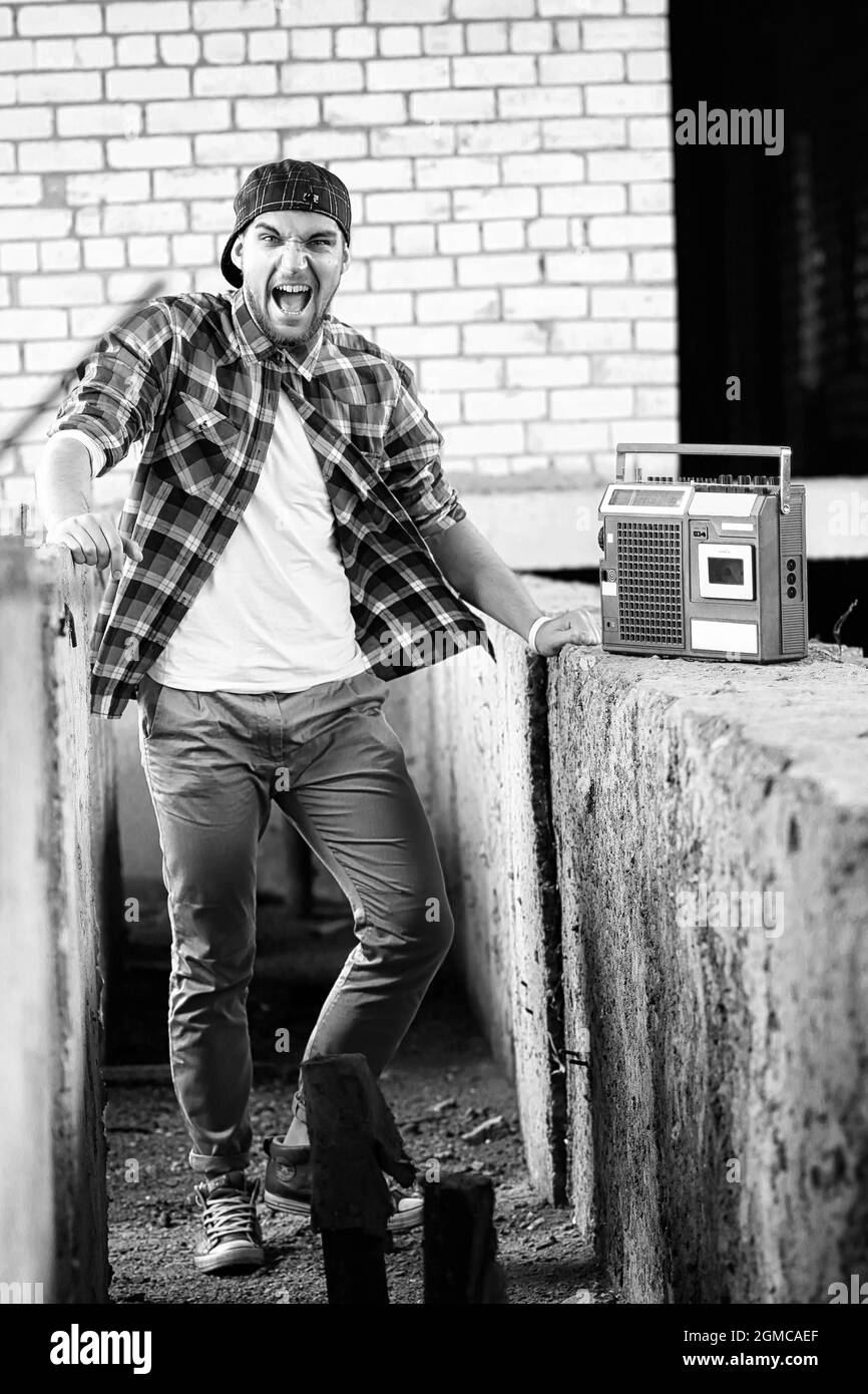 A young man with a beard hip-hop dancer Stock Photo - Alamy