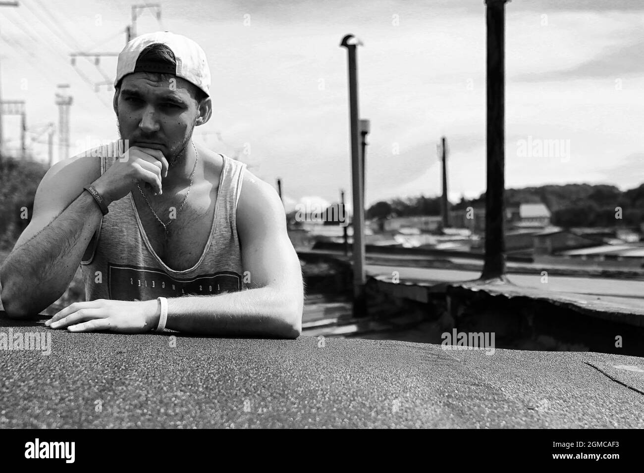 A young man with a beard hip-hop dancer Stock Photo - Alamy