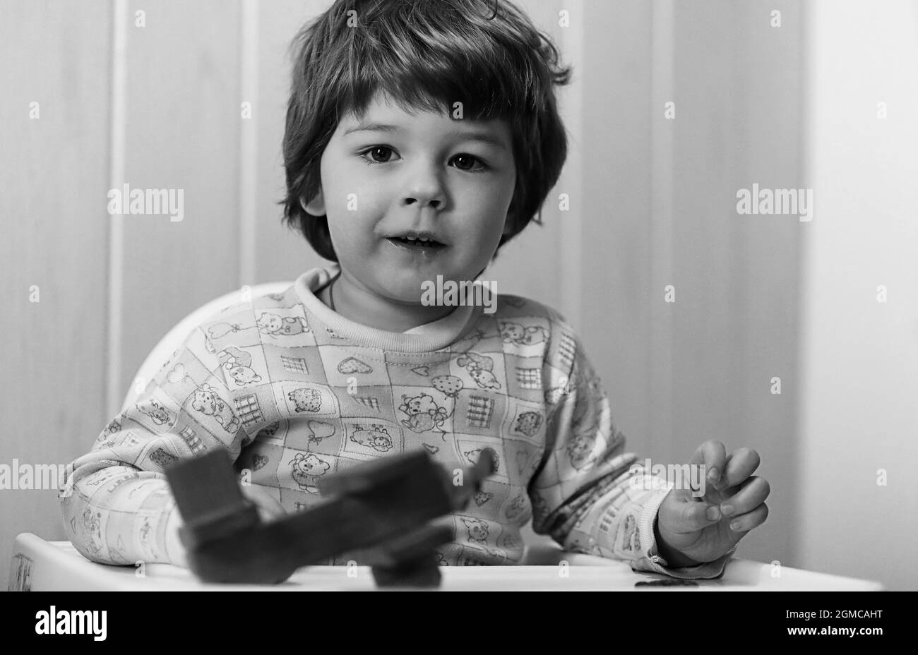 small caucasian kid smiling and have fun white background Stock Photo ...