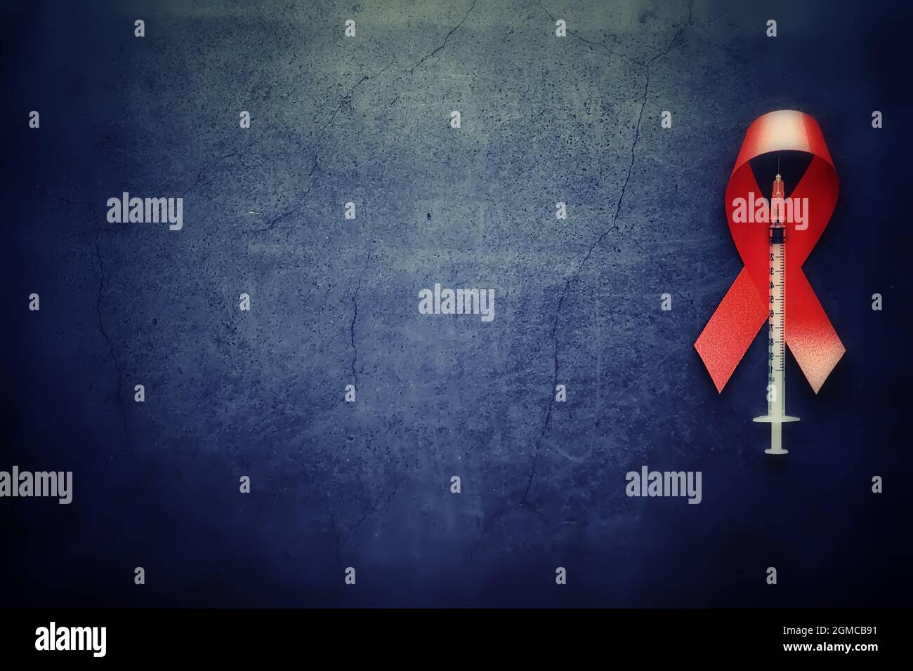 Symbol of human immunodeficiency virus disease. Red ribbon. A helping ...