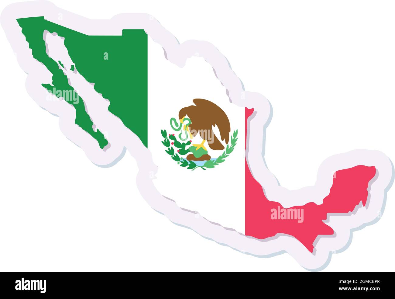 Isolated map of Mexico with its flag Stock Vector Image & Art - Alamy