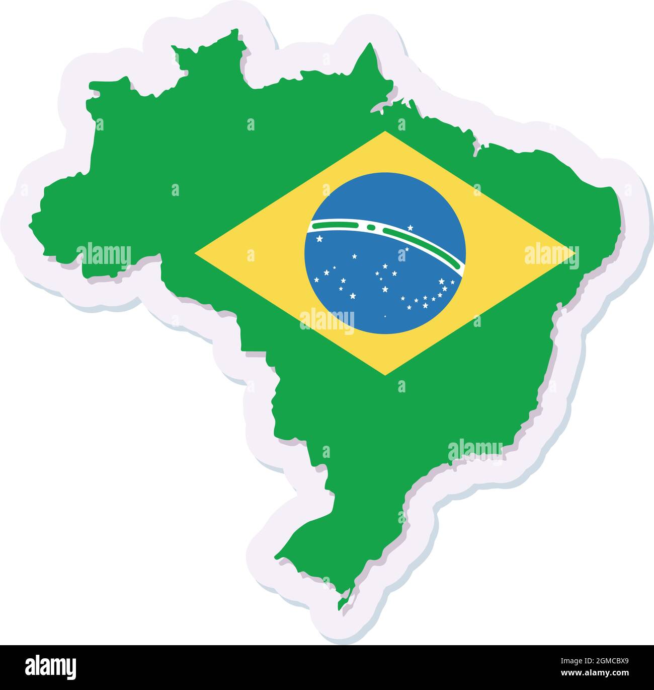 Isolated map of brazil with its flag Stock Vector Image & Art - Alamy