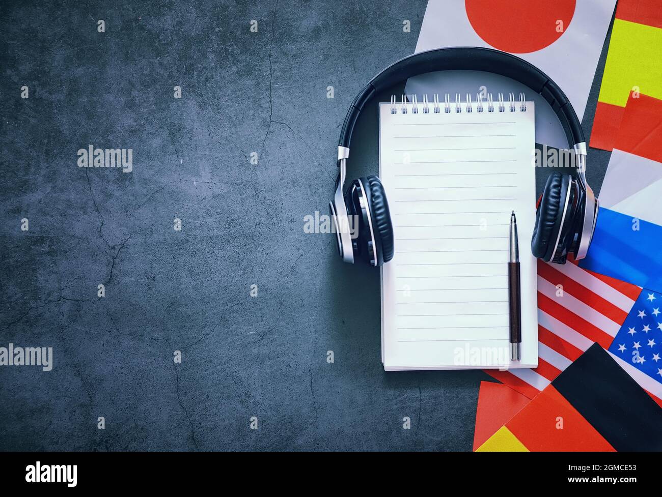 Learning foreign languages. Audio language courses. Background from ...