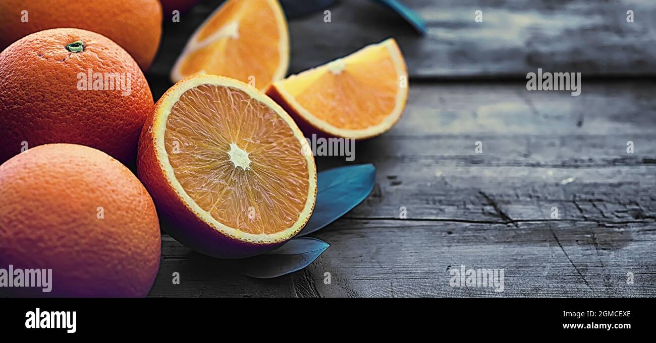 Orange citrus fruit on stone table. Orange background Stock Photo - Alamy