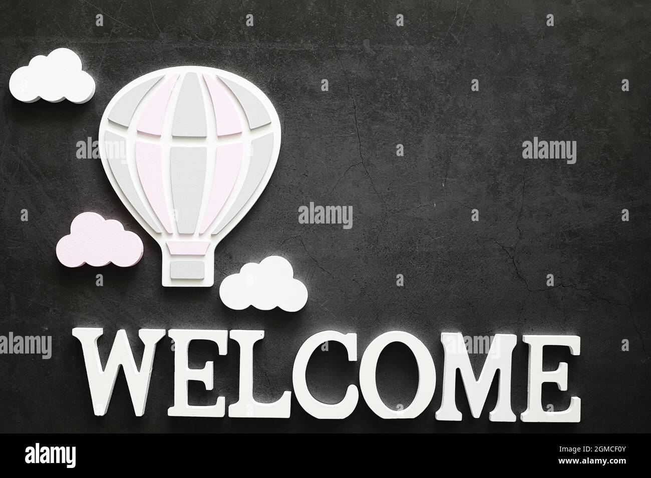 Background concept. The inscription Welcome on a dark background Stock ...
