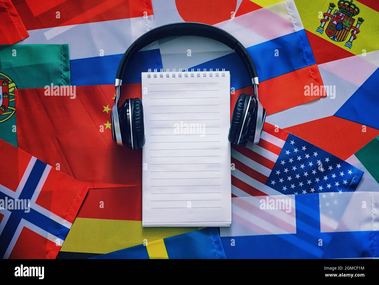 Learning foreign languages. Audio language courses. Background from ...