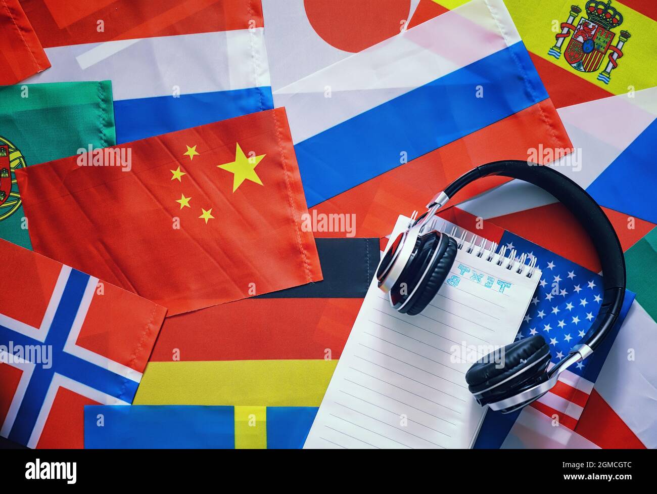 Learning foreign languages. Audio language courses. Background from ...