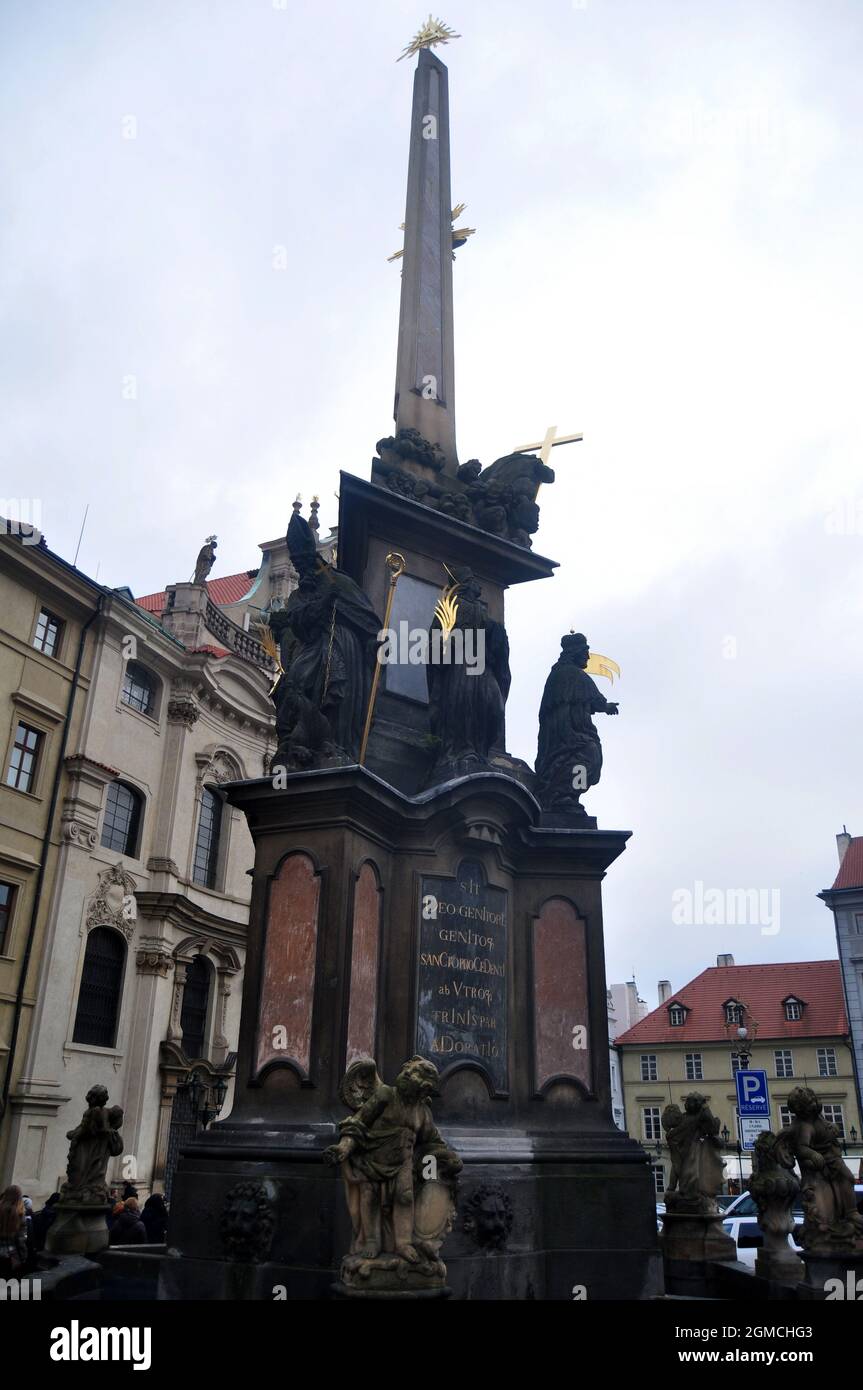 Marian and Holy Trinity columns religious monument depicting Virgin ...