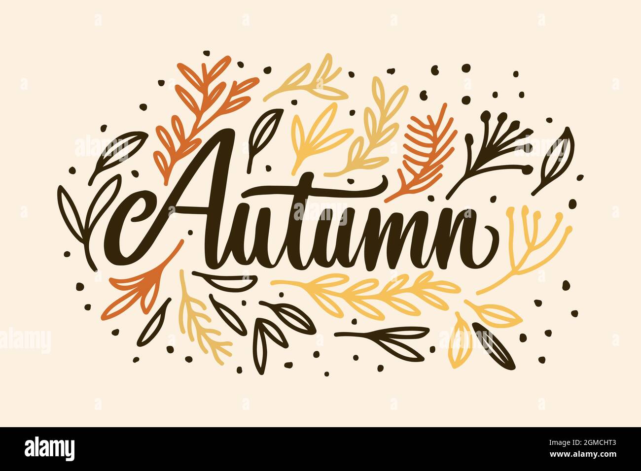 autumn hand lettering with leaves Stock Vector Image & Art - Alamy