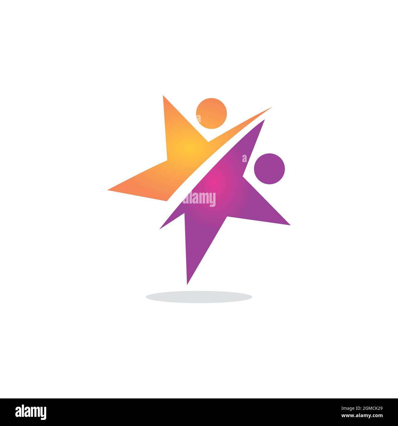 abstract people team work star logo icon flat concept vector graphic ...