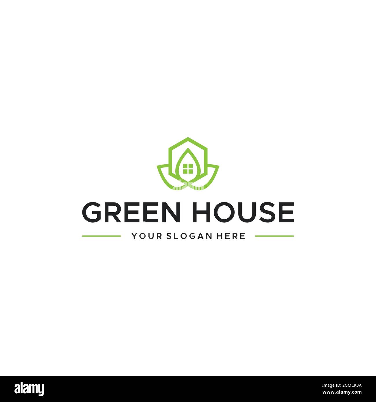 flat GREEN HOUSE real estate flower Logo design Stock Vector Image ...