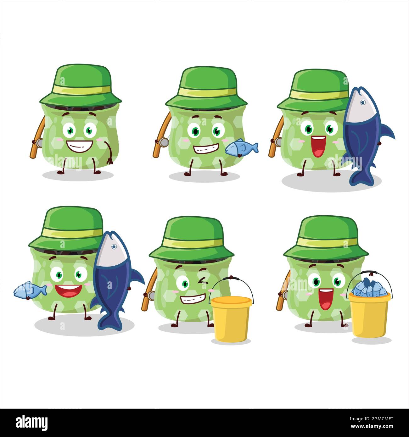 A fisherman barberry cartoon picture catch a big fish. Vector ...