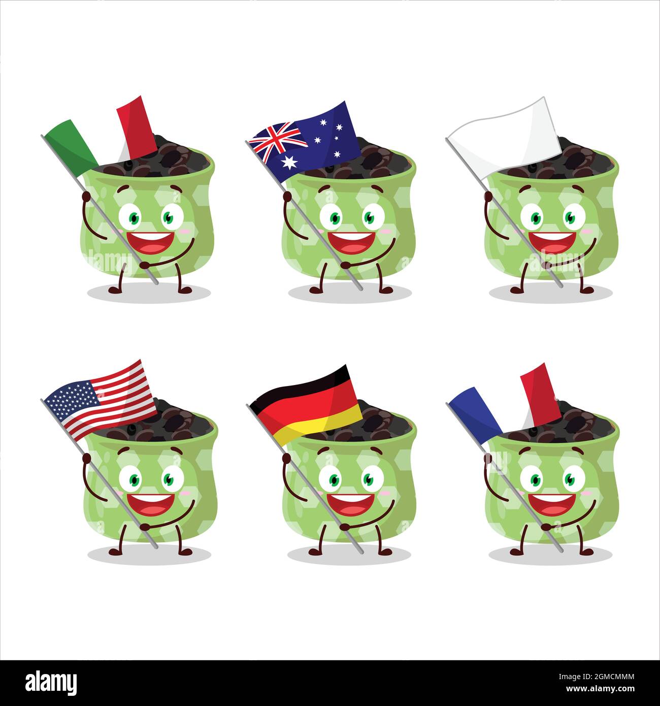 Barberry cartoon character bring the flags of various countries. Vector ...