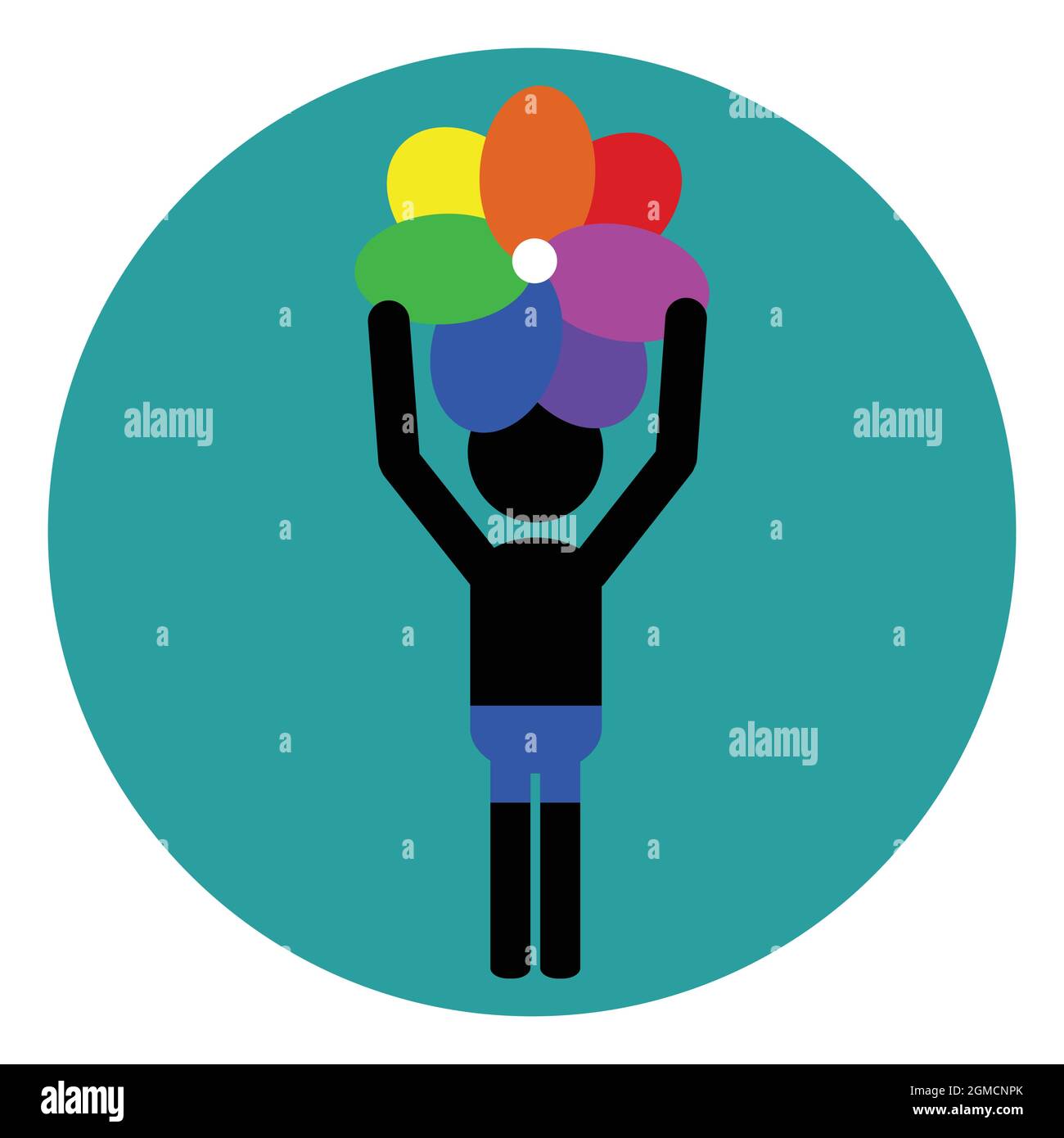 Boy with rainbow flower icon Stock Vector Image & Art - Alamy